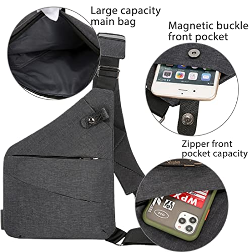 LELEBEAR Personal Flex Bag for Men Woman, Adjustable Shoulder Strap Anti-Theft Chest Bags for Outdoor Jogging Sports Waterproof (Black, Right)