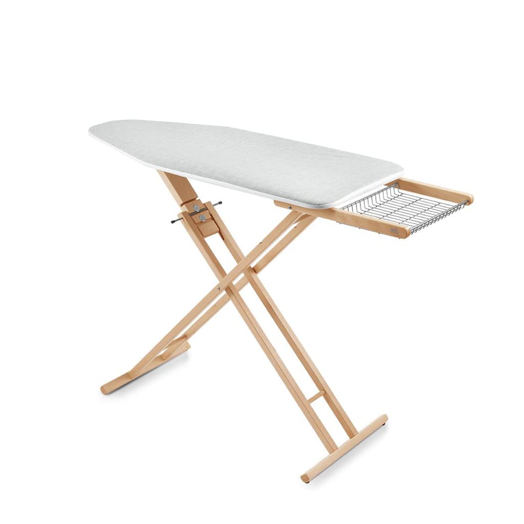 OLOTU Folding Ironing Board in Solid Beech Wood - 3 Height Positions - Portable Ironing Board for Home Laundry Room Dorm