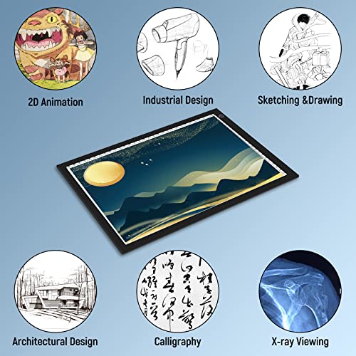 LED A4 Light Tracing Box, Artcraft Light Pad, Portable Light Table Tracer for Diamond Art, Artists Drawing, Sketching, Animation, Stencilling