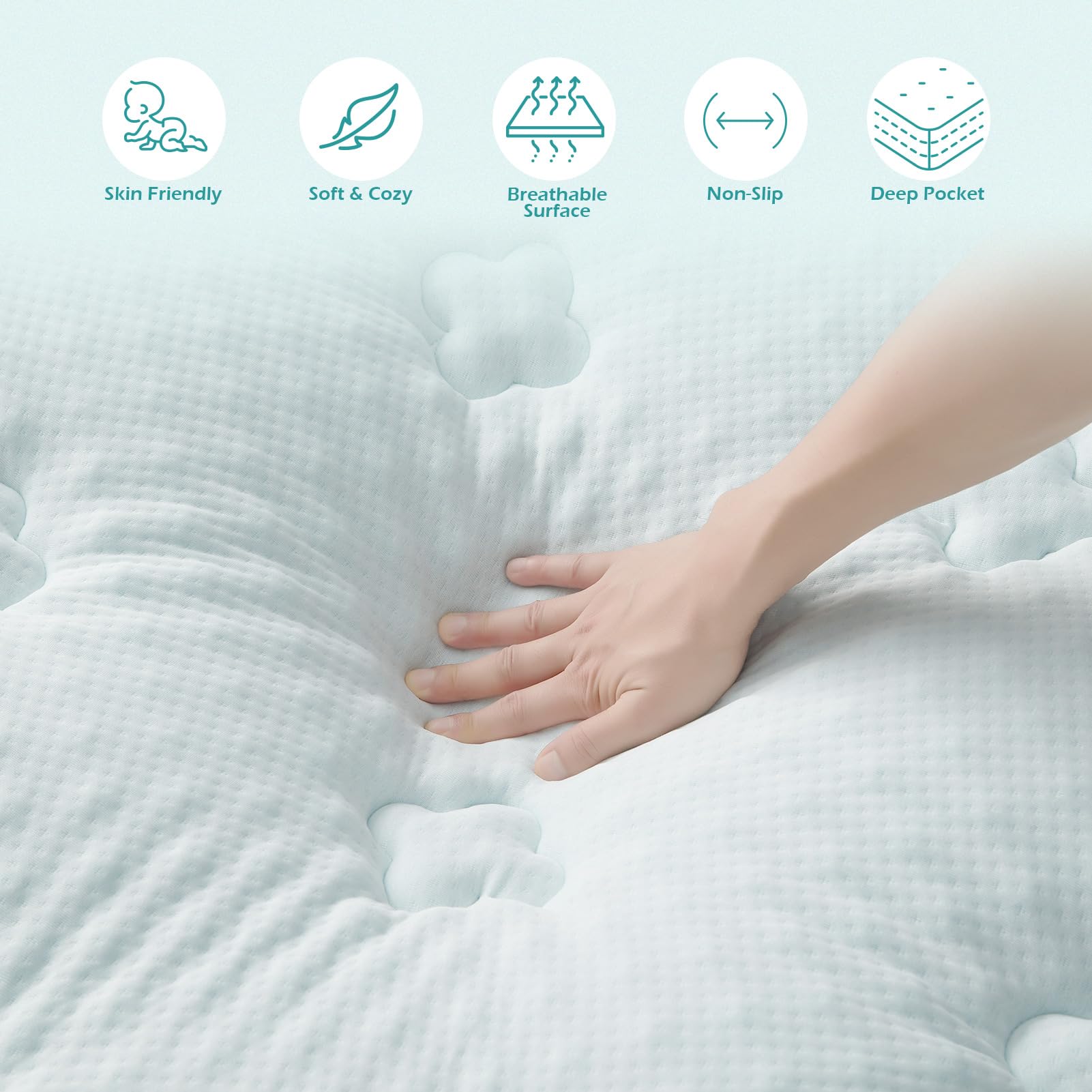 Hansleep Memory Foam RV Mattress Pad Short Queen, Pillow Top Mattress Topper Short Queen for Back Pain Relief with Egg Crate Gel Foam, Camping Mattresses Cover, 60" x 80", White