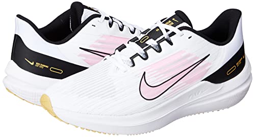 NIKE Women's Sneaker, White Pink Spell Black Wheat Gold, 8