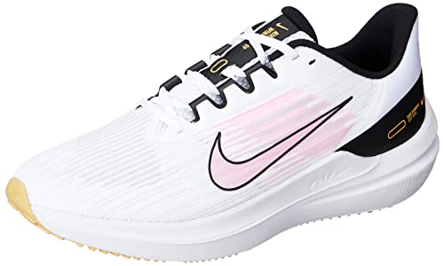 NIKE Women's Sneaker, White Pink Spell Black Wheat Gold, 8