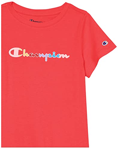 Champion Girls' Big T-Shirt, Kids, Cotton Tee, Multiple Graphics, Red Stone