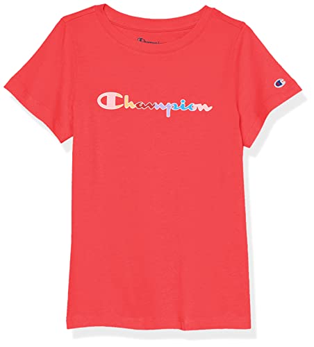 Champion Girls' Big T-Shirt, Kids, Cotton Tee, Multiple Graphics, Red Stone