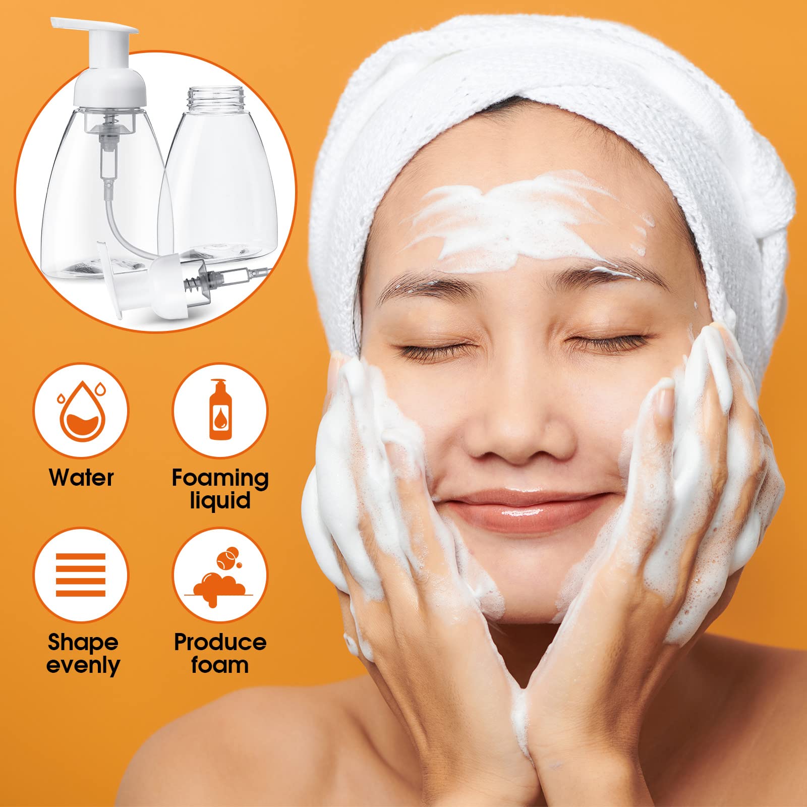 24 Pack 24 Pcs 8 oz Foaming Soap Dispenser Foaming Pump Bottle Pump Bottles Hand Soap Pump Foam Dispenser Bottle Plastic Press Bottles Empty Refillable Plastic Container for Liquid Soap Shampoo