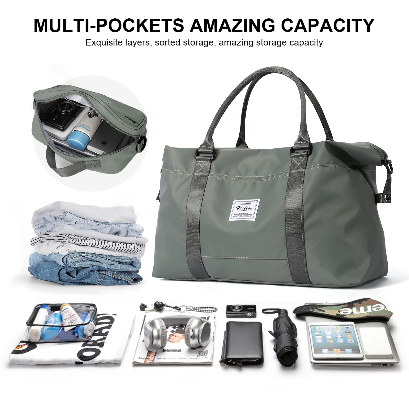 Weekender Bag for Women,Travel Bag with Toiletry Bag,Duffel Overnight Carry on Bag Personal Item Bag with Small Crossbody Bag