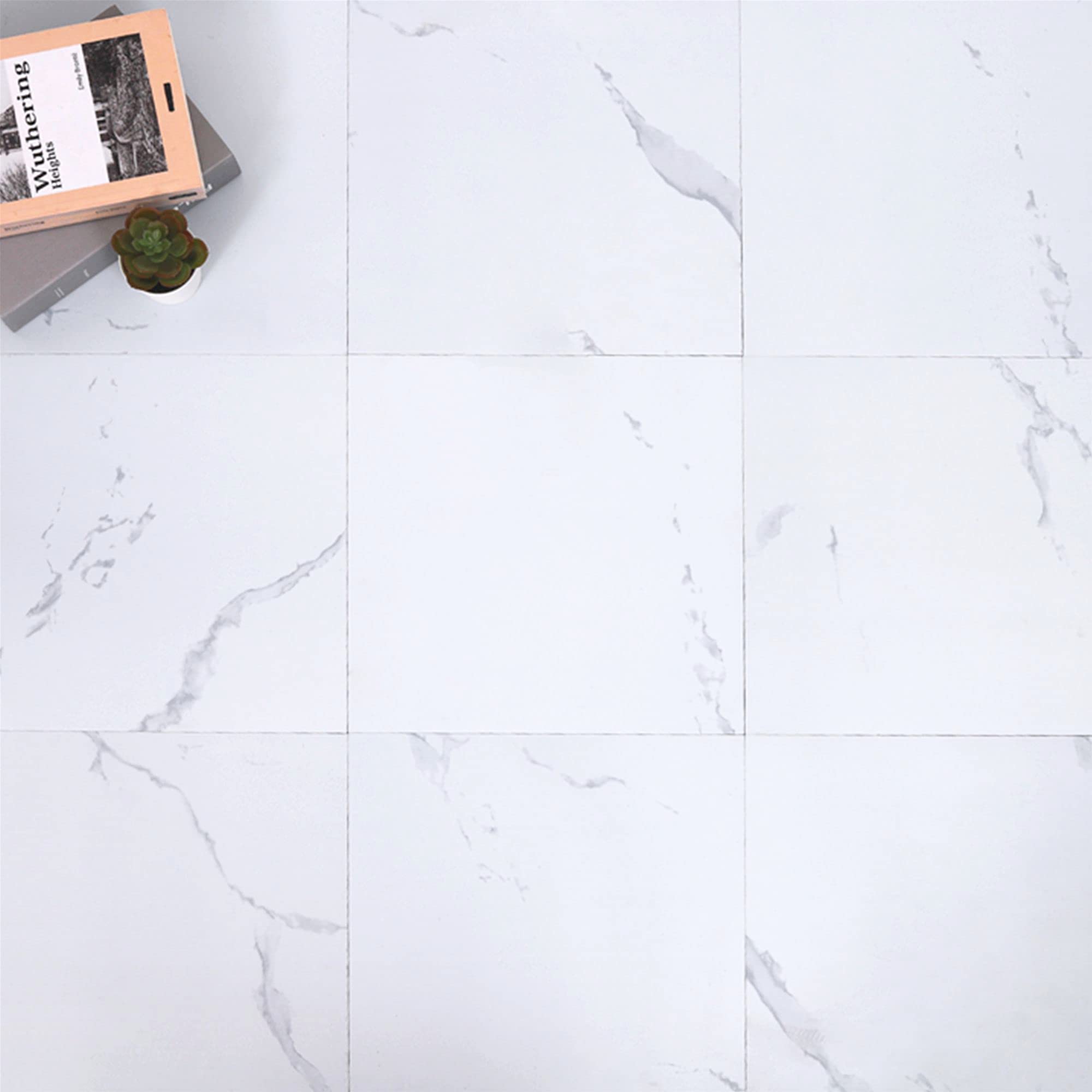 20 PCS Peel and Stick Floor Tile Waterproof and Durable Vinyl Flooring for Bathroom Self Adhesive Flooring for Transfer Kitchen Bedroom Marble Look with Grey Vein 12x12 Inch