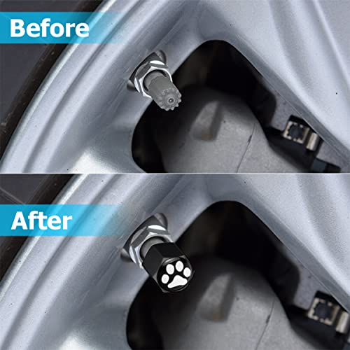 4 PCS Bear's Paw Car Wheel Tire Valve Stem Caps, Airtight Dust Proof Leak Proof Covers, Stainless Steel Corrosion Resistant Tire Decorations, Car Accessories for SUV Motorcycle Bicycle (Black)
