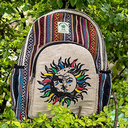 Fwosi Hemp Backpack - Cute Backpack For Women & Men, Handmade School Backpack Shoulder Bag - Durable Lightweight Travel Bag, Bookbags
