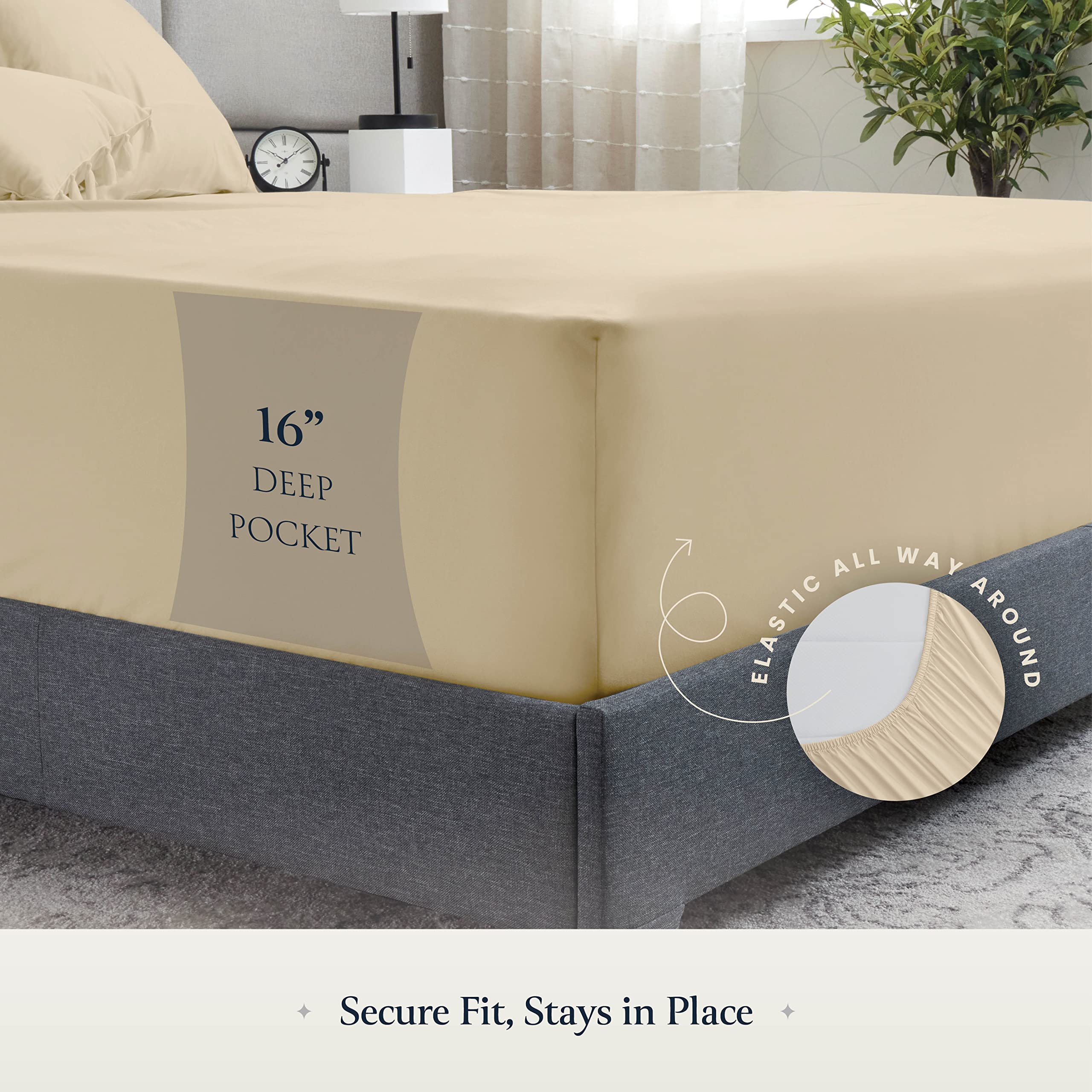 BELADOR Silky Soft 6 Piece Bed Sheet Set - Full Size Deep Pocket Sheets with Elastic, Secure-Fit, Breathable, Wrinkle Free Oeko-Tex Hotel Sheets, Includes Pillowcase