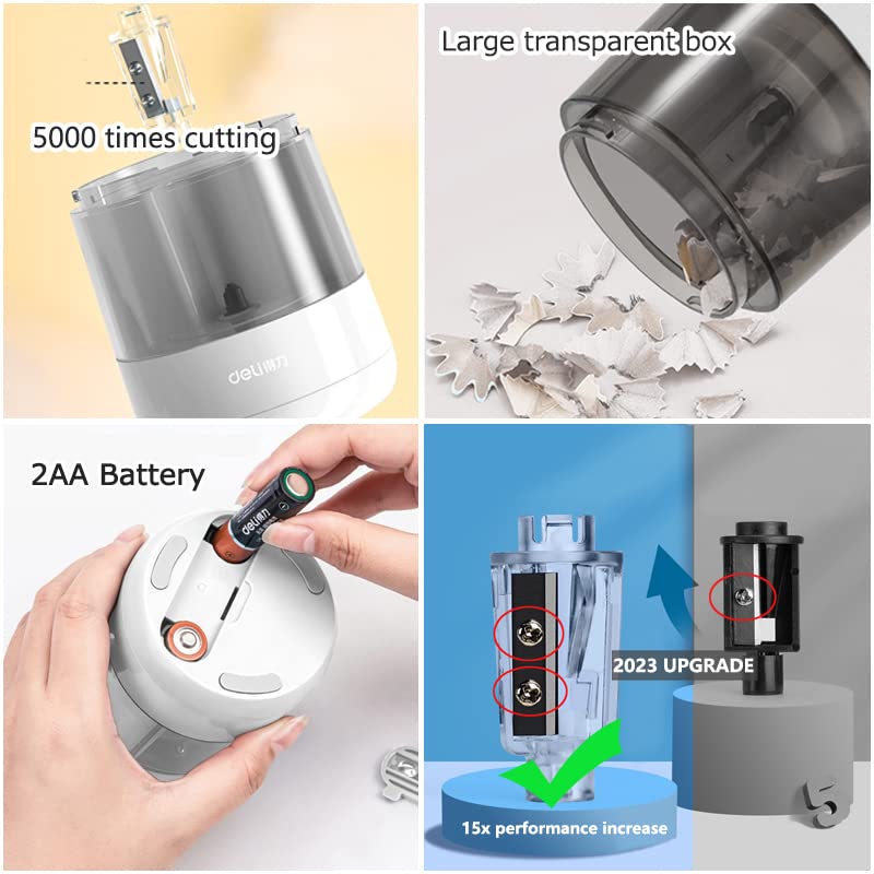 Deli Electric Pencil Sharpener,5,000 Times for Tungsten Steel Blade,1 Year Warranty (Jet Black)