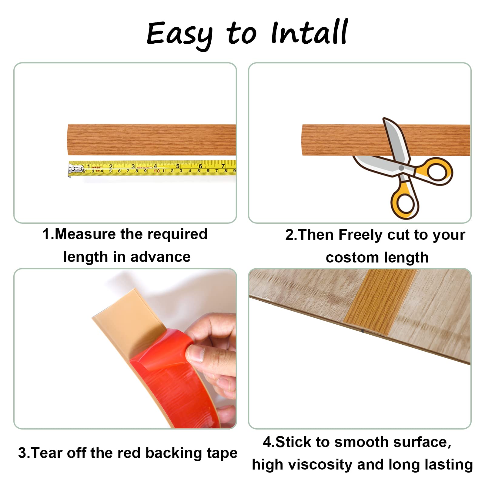 Floor/Door Flat Transition Strip & Self Adhesive Floor Vinyl Floor Edge Trim Laminate Floor Gap Covering Joining Strip