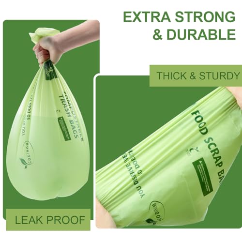 100% Compostable Trash Bags, 8 Gallon, 30 Liter, 0.85 Mils, 70 Count Large Kitchen Food Scrap Compost Bags for Kitchen Step Trash Cans with Europe EN13432 Certified