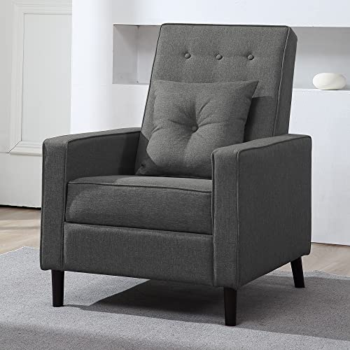 XSPRACER Push Back Recliner Chair, Lounge Chair for Bedroom, Living Room Chair, Linen, Dark Gray, Single One