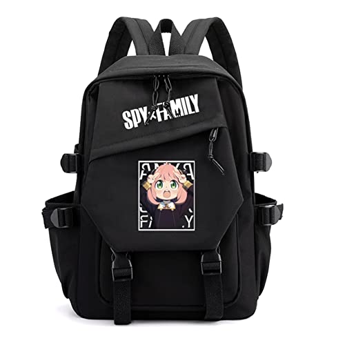 Anya Forger Backpack Cosplay Anya Forger School Bag Shoulder Bag Travel Bag for Adults(Black,A)