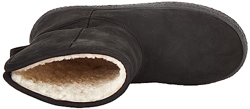 Amazon Essentials Women's Shearling Boot, Black Microsuede, 12.5 Wide