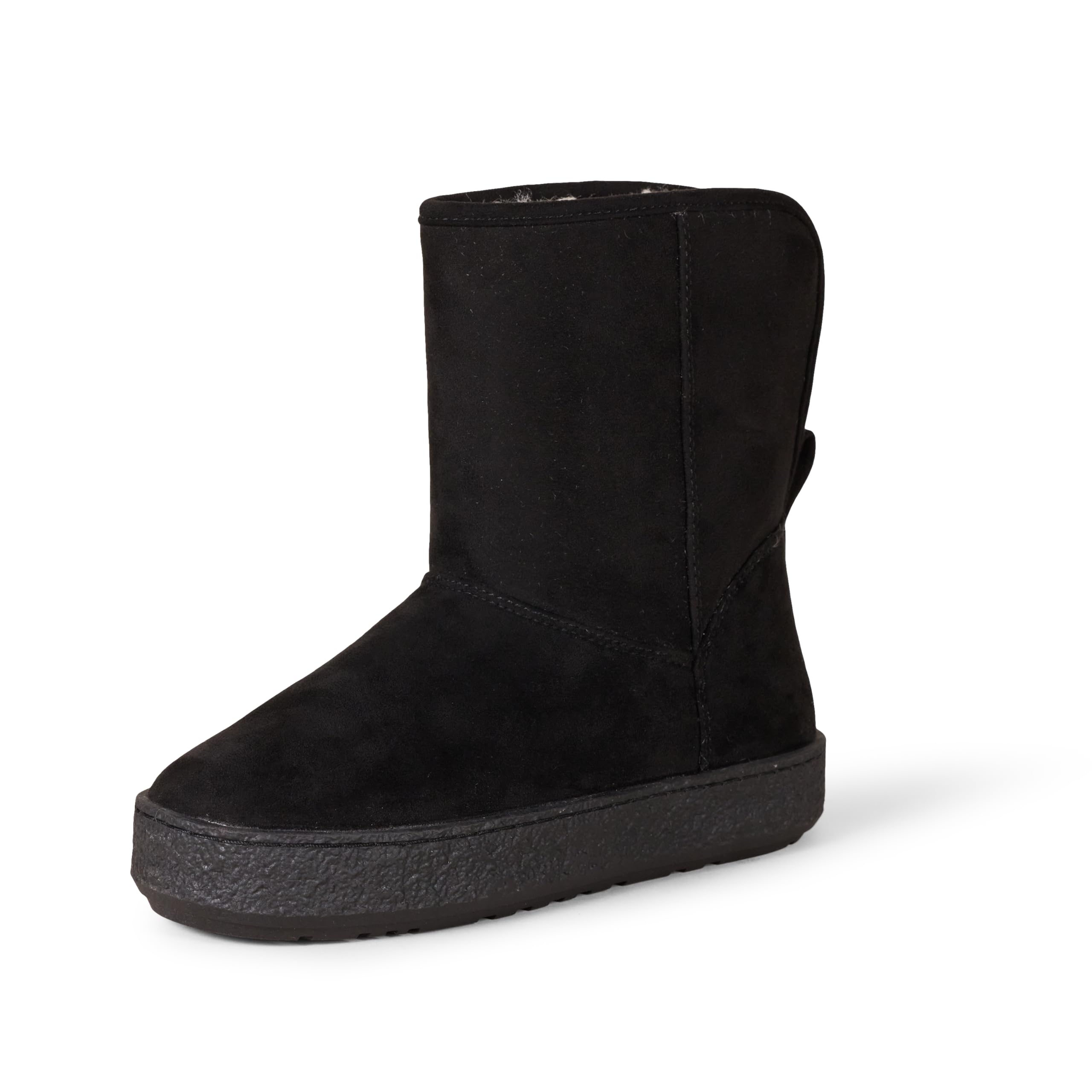 Amazon Essentials Women's Shearling Boot, Black Microsuede, 12.5 Wide