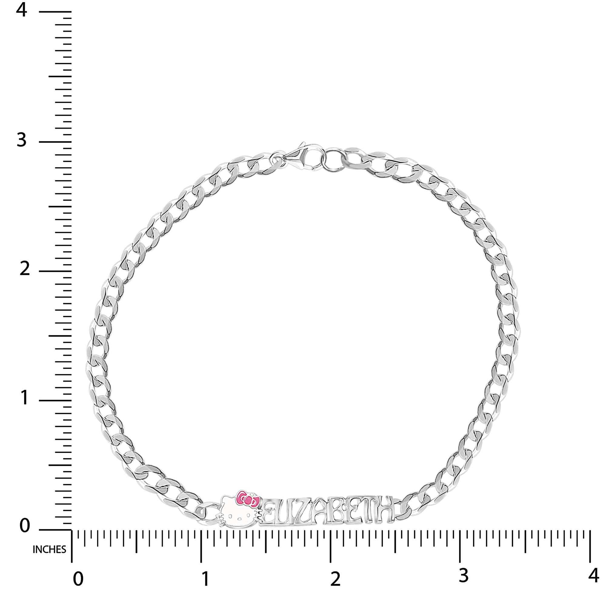 Hello Kitty Sanrio Personalized Curb Bracelet 7" - Sterling Silver Custom Bracelet Officially Licensed