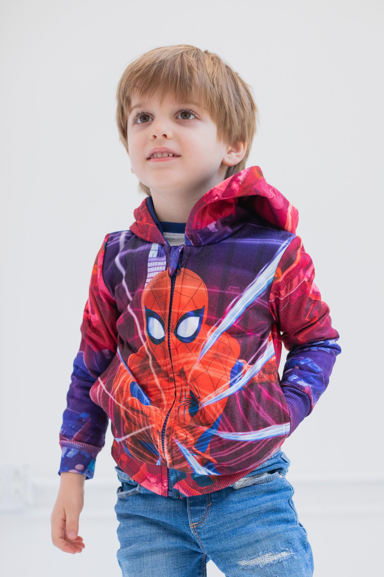 Marvel Spider-Man Little Boys Fleece Zip Up Hoodie Multicolor 7-8