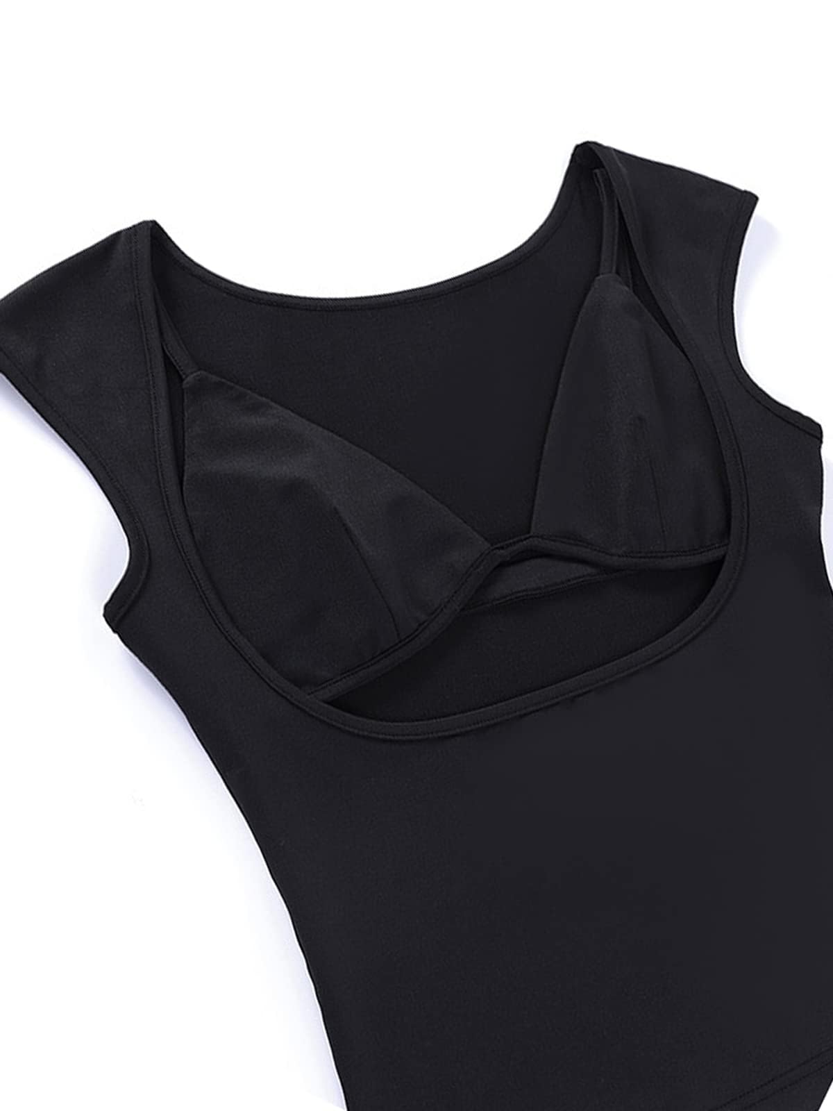 LovelyWholesale Women's Sexy 2 in1 Cut Out Crop Top Cap Sleeve Slim Fit T Shirts Black Medium