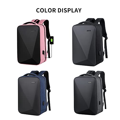 JohnMojie 17" Gaming Laptop Backpack Hard Shell Slim Student Backpack with Built-in USB Charging Port, External Password Lock (Dark Grey)