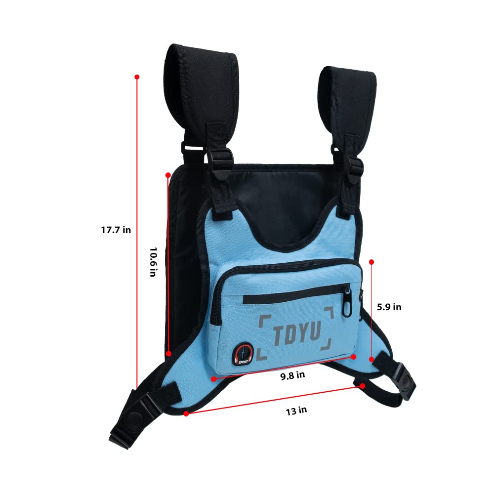 Klykon Chest Bag,Chest Rig Bag Pack Harness Reflective Utility Light Bags Fashion for Men Women Night Running Exercise Hiking Blue