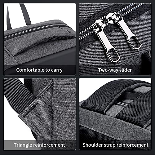 JohnMojie 17" Gaming Laptop Backpack Hard Shell Slim Student Backpack with Built-in USB Charging Port, External Password Lock (Dark Grey)