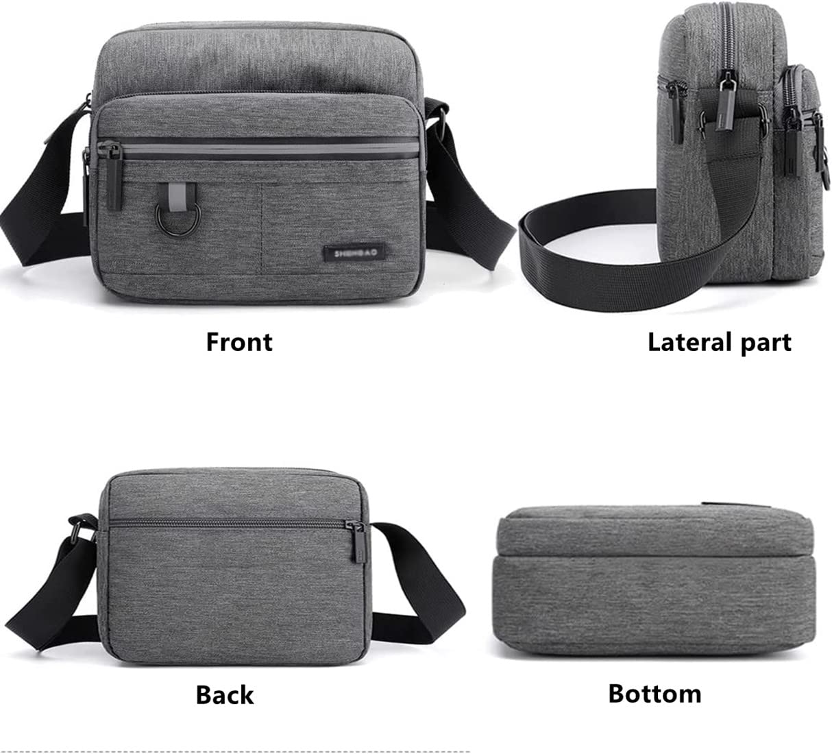 Small Canvas Crossbody Bag for Men,Small Shoulder Bag, Mini Messenger Bag for Cell Phone, Portable mobile phone coin bag (B-Grey)