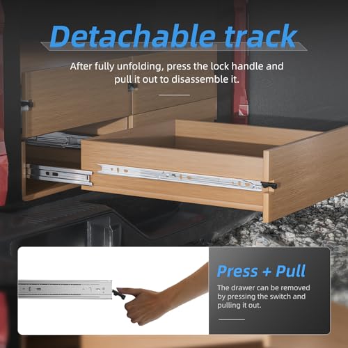 PHWALK 1 Pair 12 Inch 150 Lb Heavy Duty Drawer Slides with Lock Full Extension Ball Bearing Cabinet Telescoping Sliding Rails Tool Box Runners Tracks Glides Side Mount (with Lock, 12 inch)