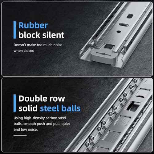 PHWALK 1 Pair 12 Inch 150 Lb Heavy Duty Drawer Slides with Lock Full Extension Ball Bearing Cabinet Telescoping Sliding Rails Tool Box Runners Tracks Glides Side Mount (with Lock, 12 inch)