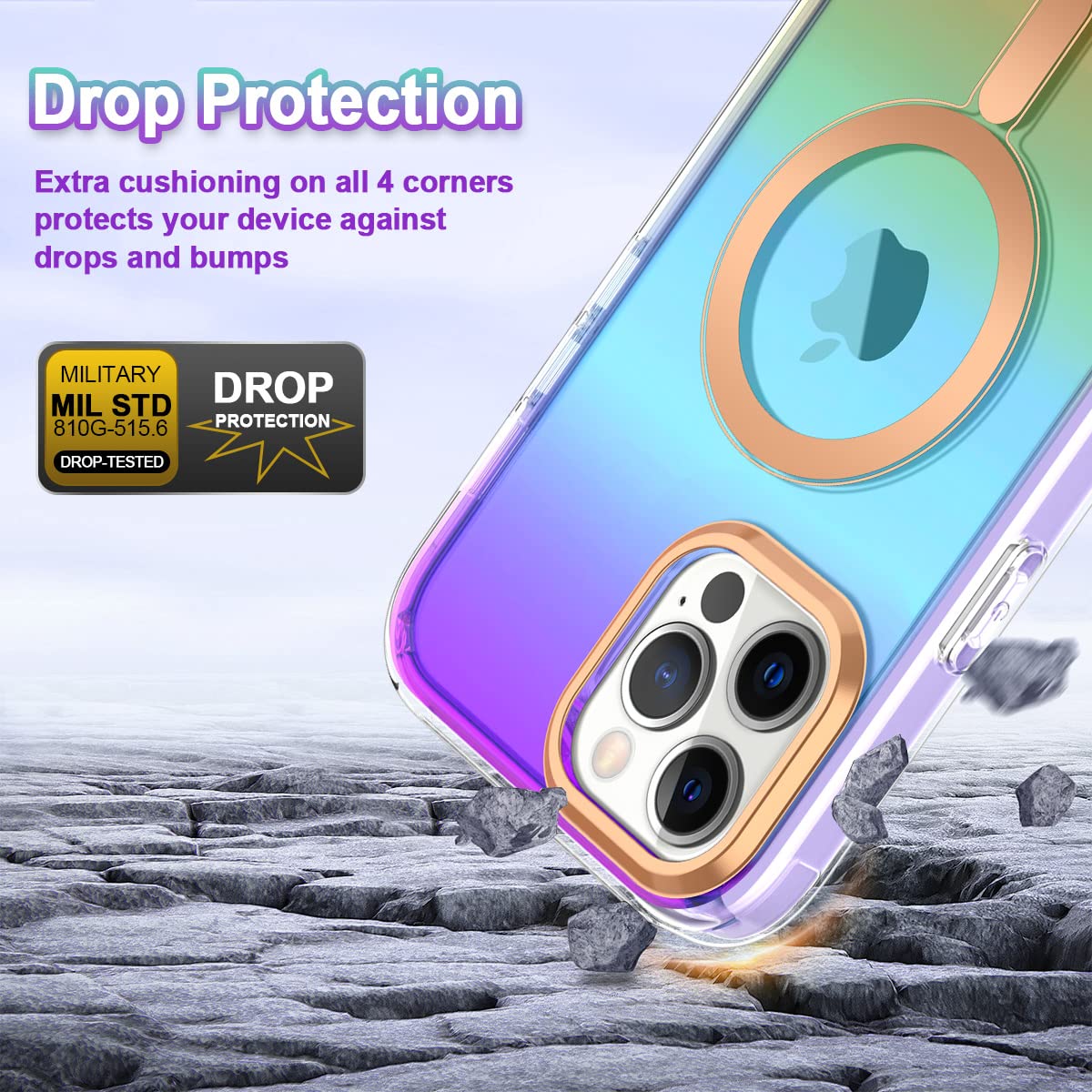 Rancase MagSafe-Compatible iPhone 12 Pro Max Case with Screen Protector, Shockproof Full Body Cover for Women & Girls, 6.7", Purple