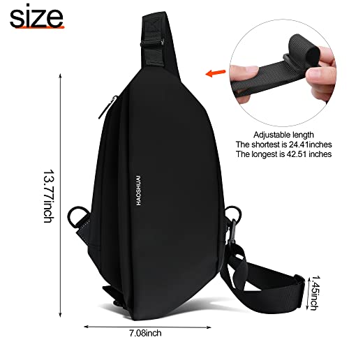 DREETINO Black Sling Bag for Women Men Waterproof Backpack for Travel Crossbody Chest Multipurpose Daypack