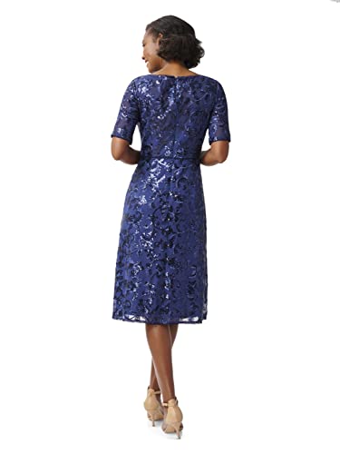 Adrianna Papell Women's Floral Embroidery Dress, Navy