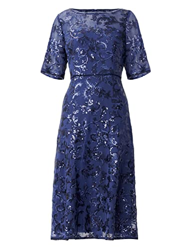 Adrianna Papell Women's Floral Embroidery Dress, Navy