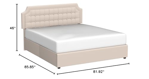 King Bed Frame with Storage and Adjustable Headboard, Bed Frame with 4 Drawers and Wooden Slats Support, No Box Spring Needed, Velvet, Beige