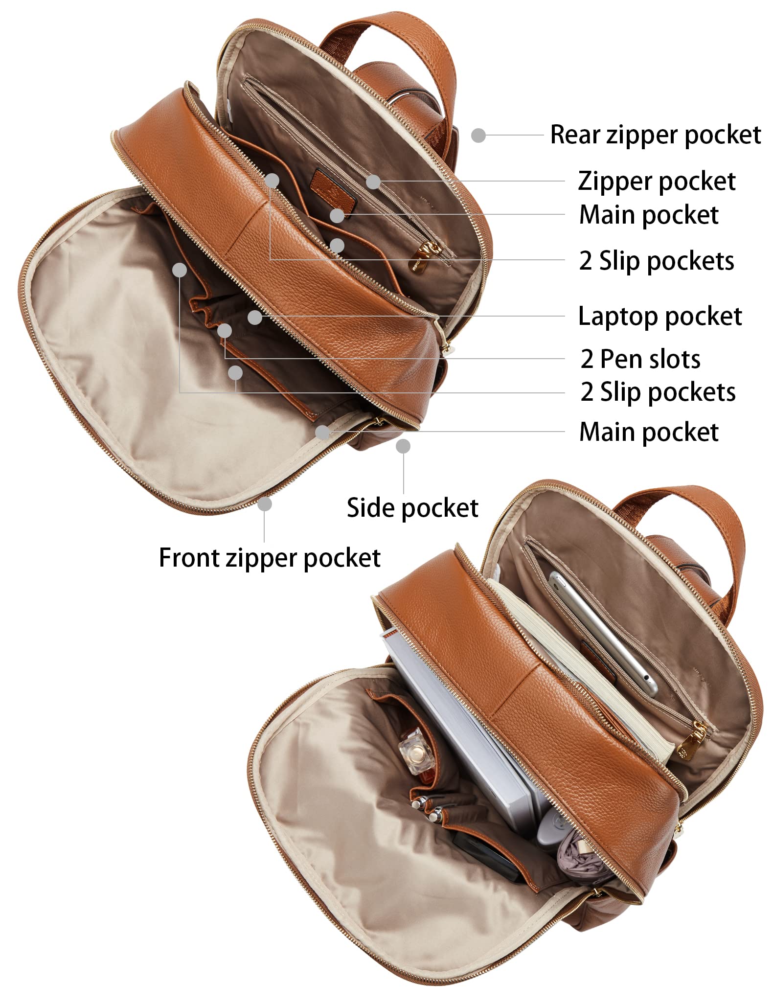 BOSTANTEN Womens Leather Wallets RFID Blocking Large Capacity&Leather 15.6 inch Laptop Backpack Computer Bag