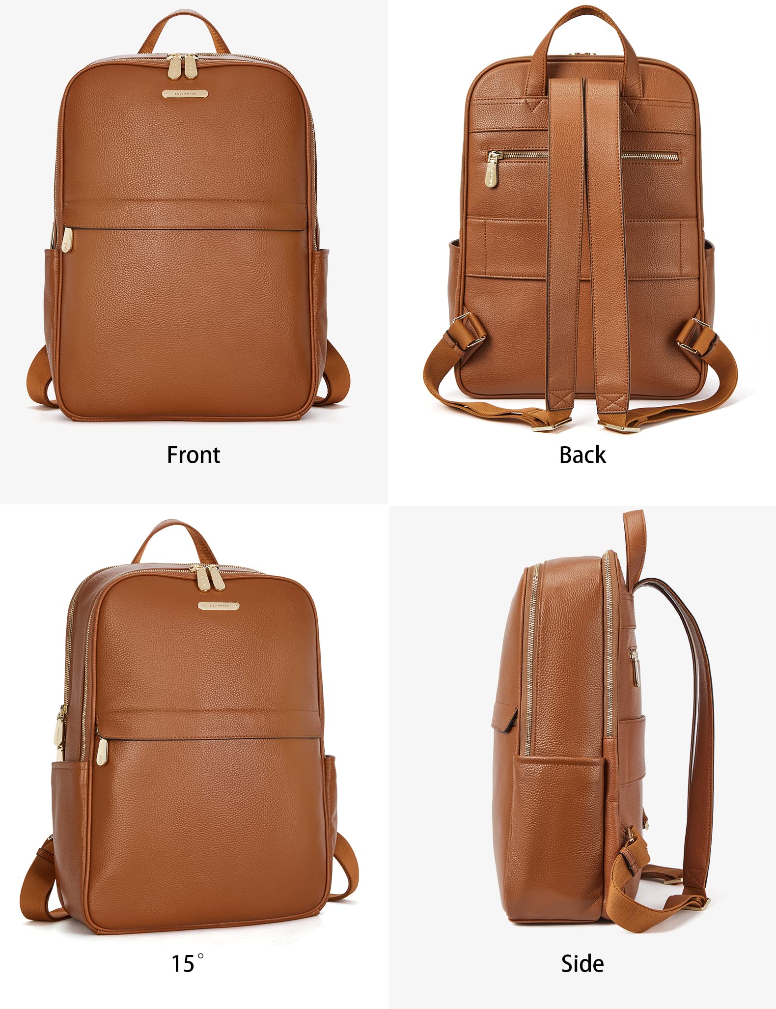 BOSTANTEN Womens Leather Wallets RFID Blocking Large Capacity＆Leather 15.6 inch Laptop Backpack Computer Bag