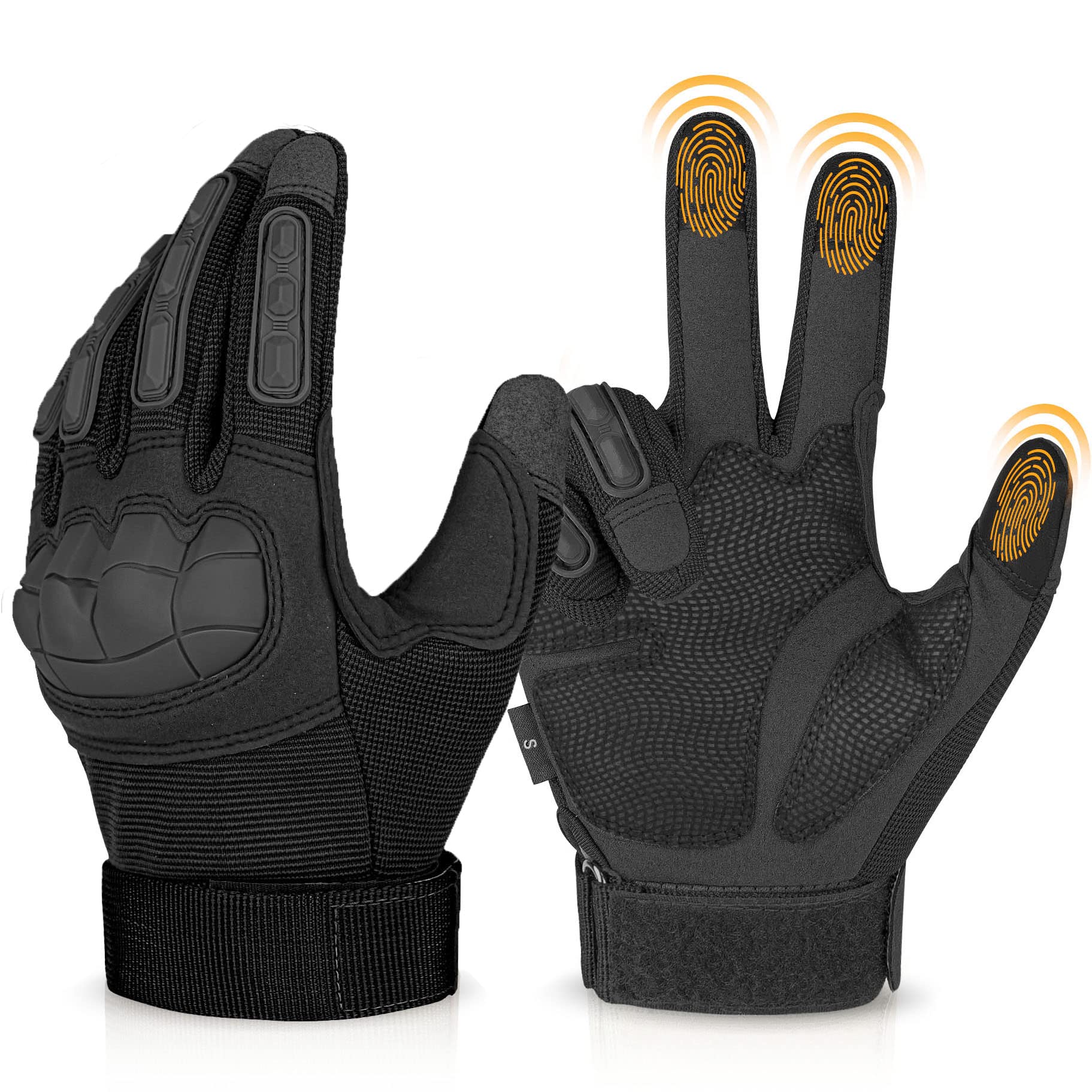 KUMGIM Tactical Gloves for Men Women, Motorcycle Gloves Touchscreen Airsoft Hunting Shooting Gloves Black Tan for Outdoor Paintball Work Motorcycle Climbing Survival Training