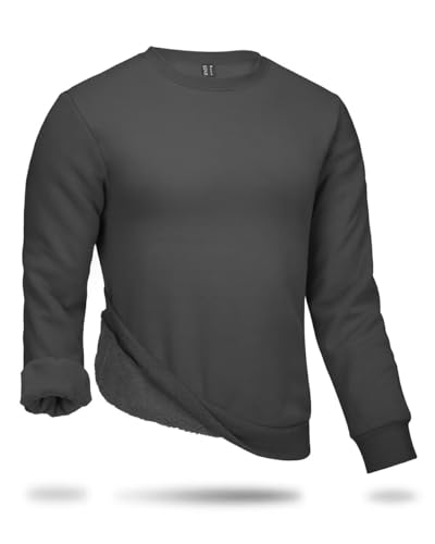 Boladeci Mens Sweatshirt Fleece Pullover Crewneck Sweatshirts No Hood Long Sleeve Shirts Black Sweatshirt Unisex Crewneck Winter Warm Fleece Shirt Men Tops Sweater Size S Small Sudaderas Para Hombre