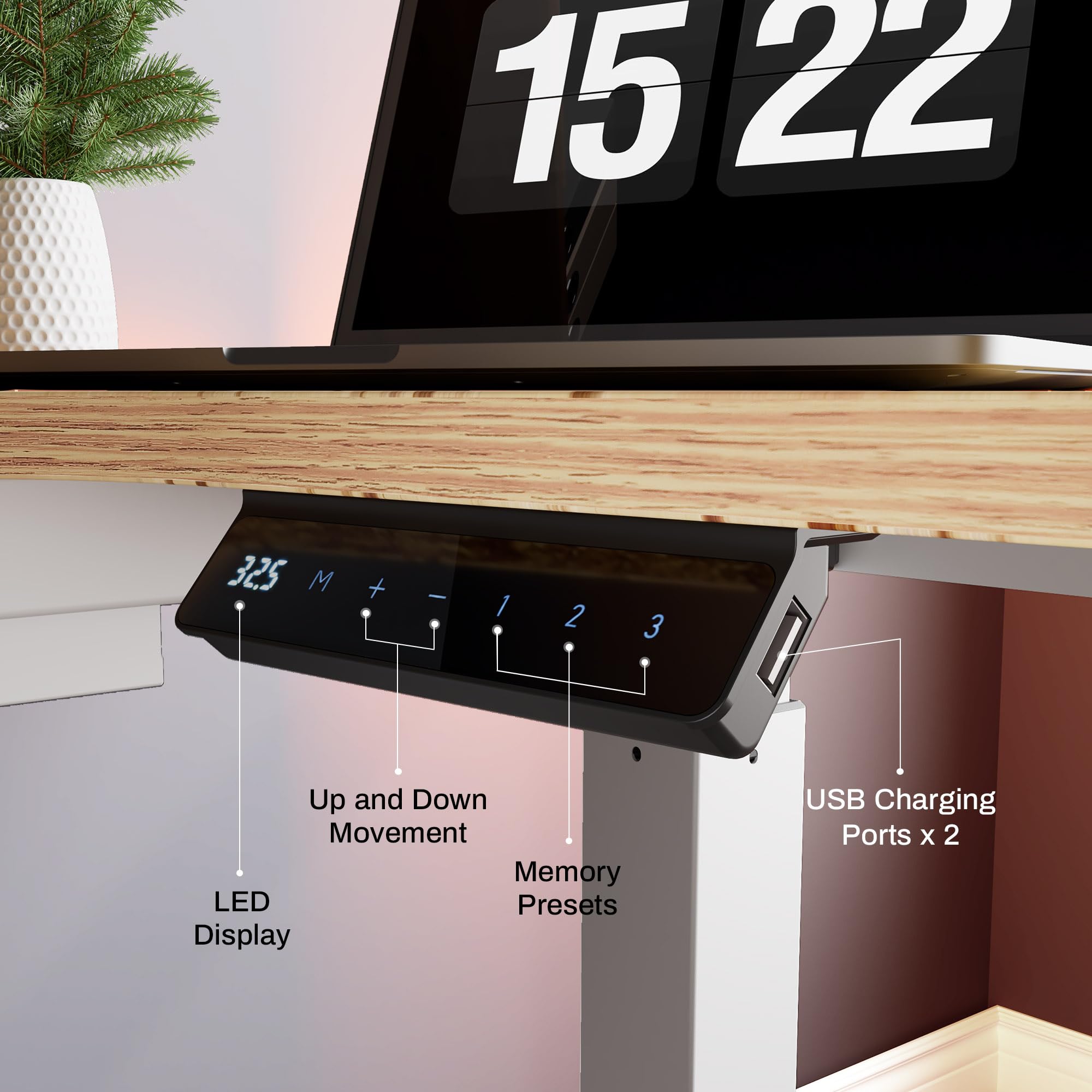 EUREKA ERGONOMIC Standing Desk Adjustable Height 61" Electric Sit Stand Computer Desk L Shaped with Keyboard Tray,Monitor Stand &LED, Dual Motor Memory Presets Sit to Desk Adjustable Desk, Left/Maple