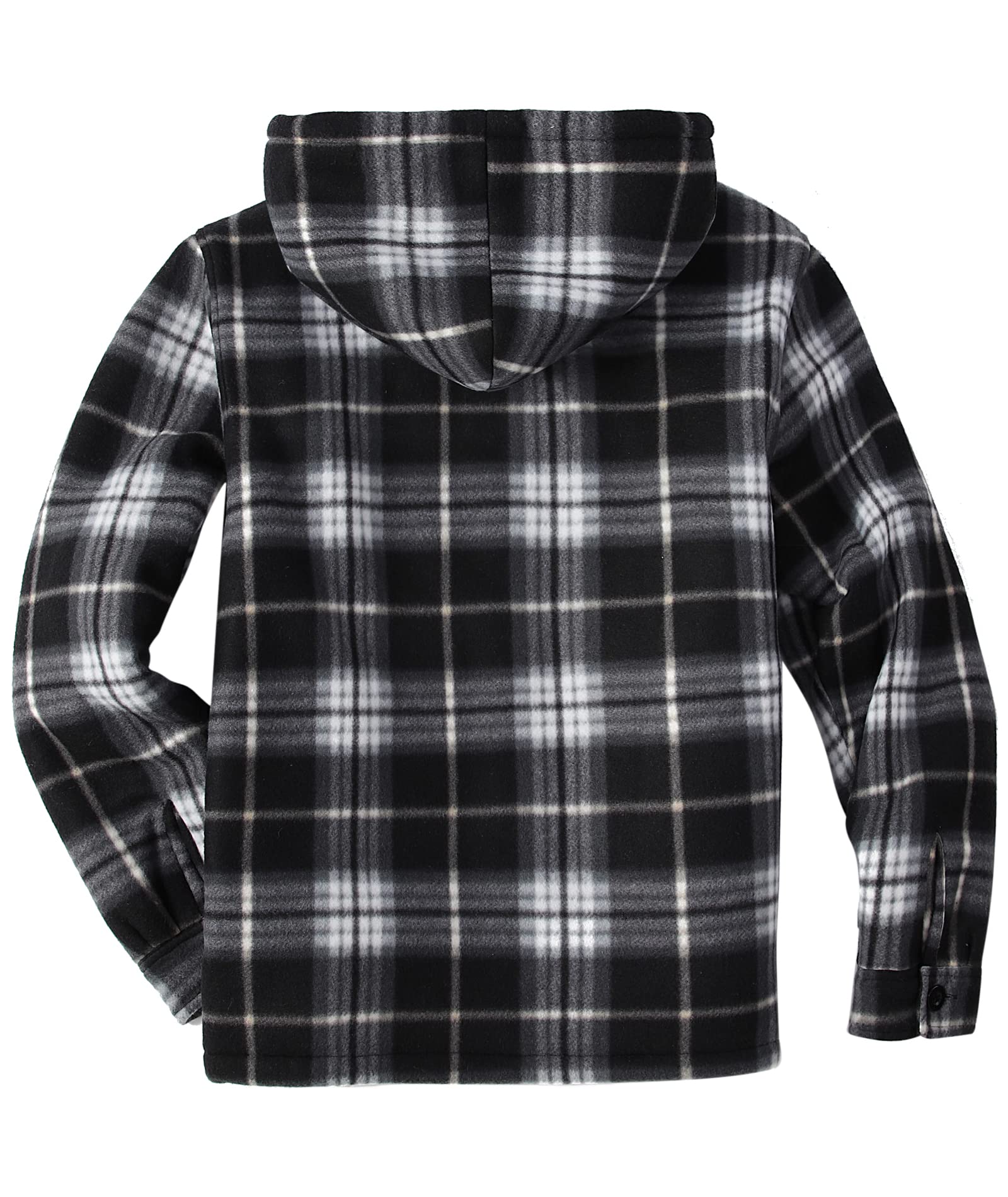 SCODI Men's Flannel Shirt Jacket Fleece Sherpa Lined Plaid Jackets Coat Full Zip Up Hoodie Winter Outwear Black White Large