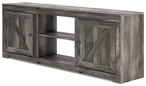 Signature Design by Ashley Wynnlow Rustic TV Stand with Fireplace Option for TVs up to 72", Gray
