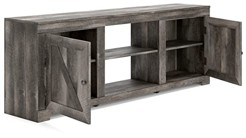 Signature Design by Ashley Wynnlow Rustic TV Stand with Fireplace Option for TVs up to 72", Gray