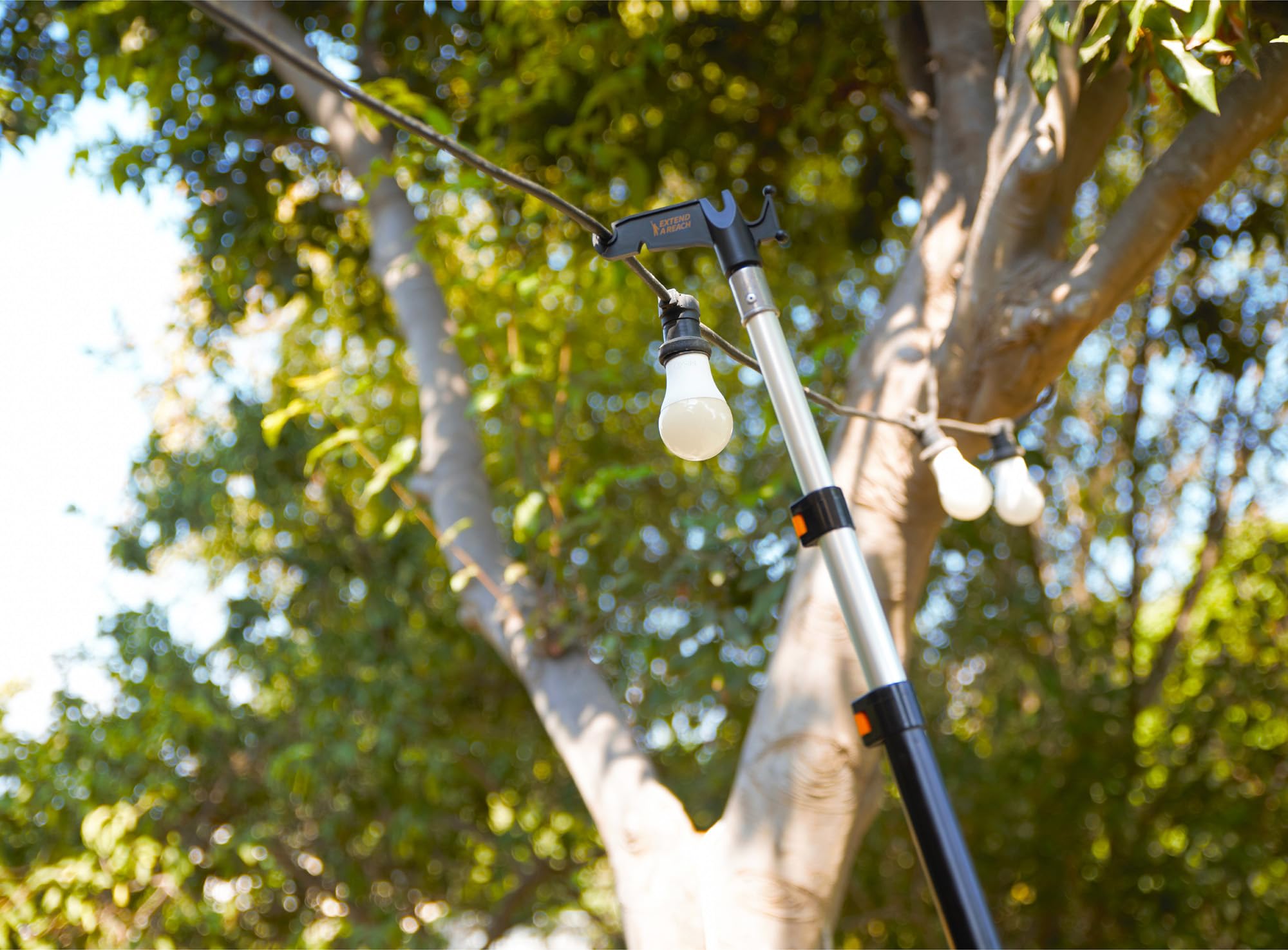 4-12 ft Long Telescopic Extension Pole with Utility Hook // Telescoping Pole for Christmas Lights Installation, String Lights, Birdfeeders // Lightweight and Sturdy // Christmas Light Pole with Hook