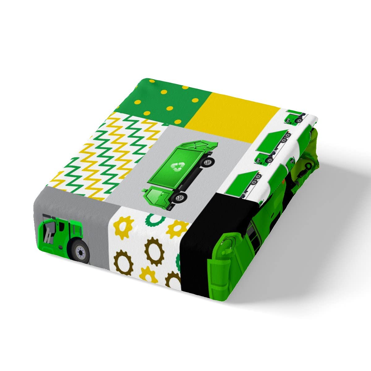 Feelyou Green Garbage Truck Sheets with Deep Pocket Fitted Sheet Powered Waste Management Recycling Trucks Sheet Set Cartoon Garbage Truck Bed Sheets Set for Kids Boys Girls Car Bedding Set Twin Size
