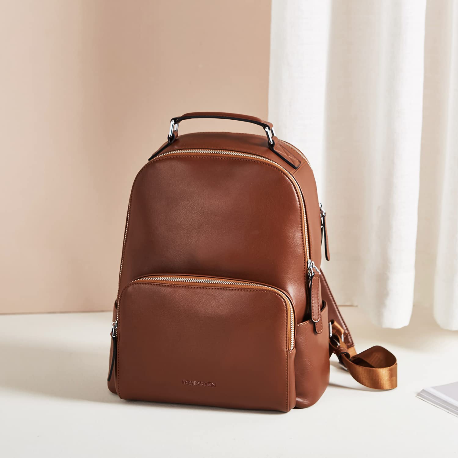 BOSTANTEN Womens Leather Wallets RFID Blocking Large Capacity＆Leather 15.6 inch Laptop Backpack Computer Bag