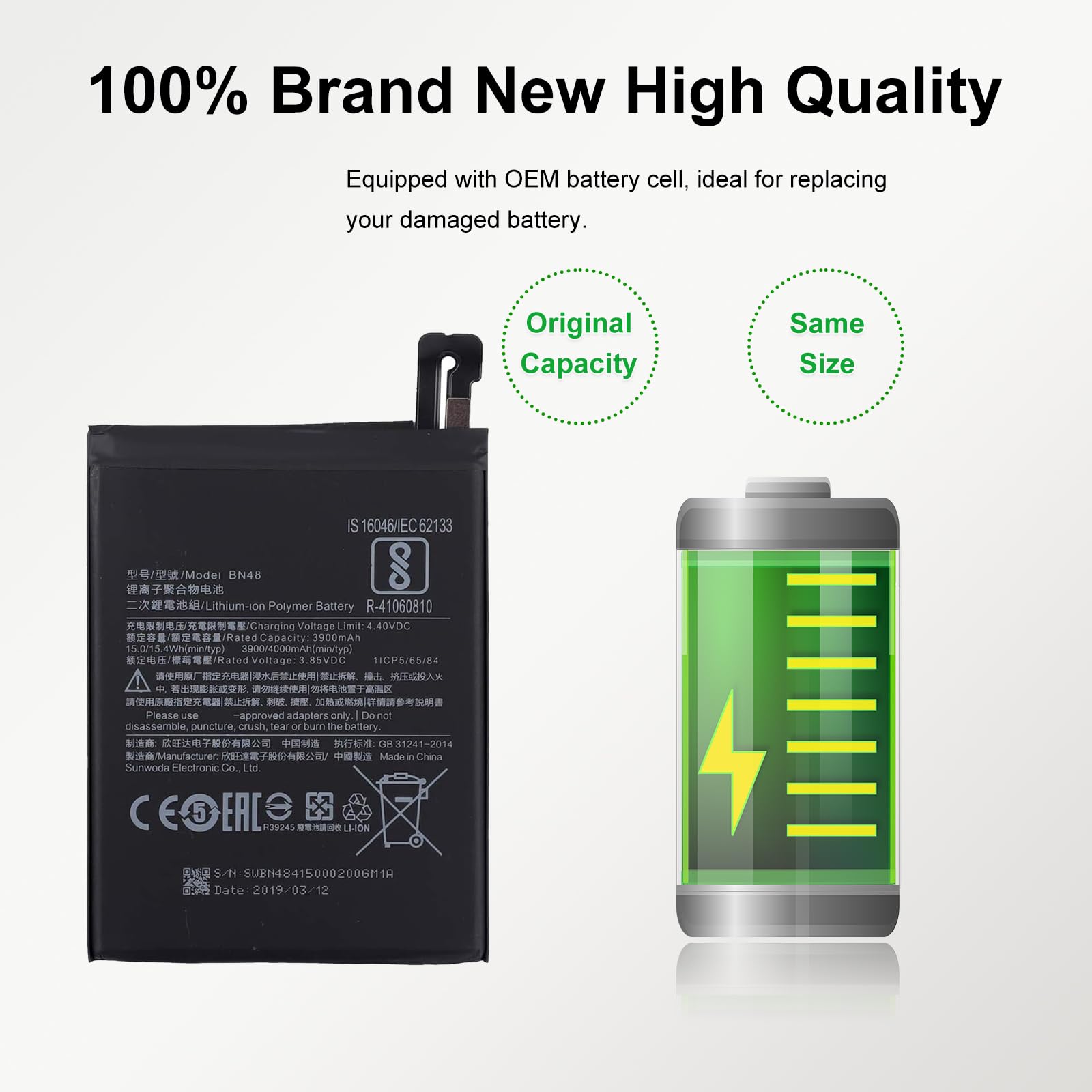MAXSHARKS New Upgraded Battery for Redmi Note 6 / Redmi Note 6 Pro, BN48 Replacement Battery Compatible with Redmi Note 6 / Redmi Note 6 Pro, with Repair Tools & Instruction