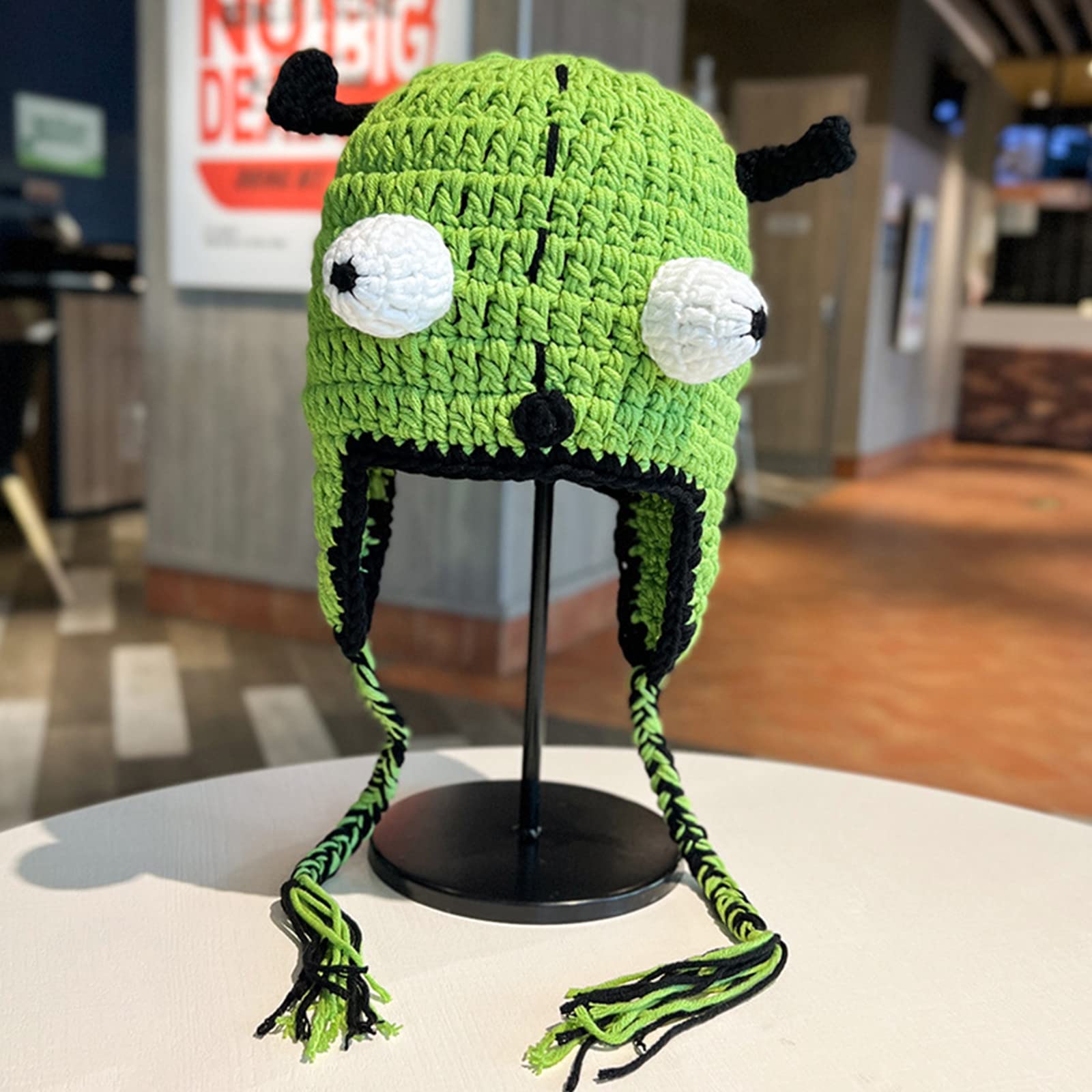 JOYEAR Devil Hat,Crochet Funny Hat,Silly Hats,Cute Cartoon Winter Warm Hat,Suitable for Children and Adults Green