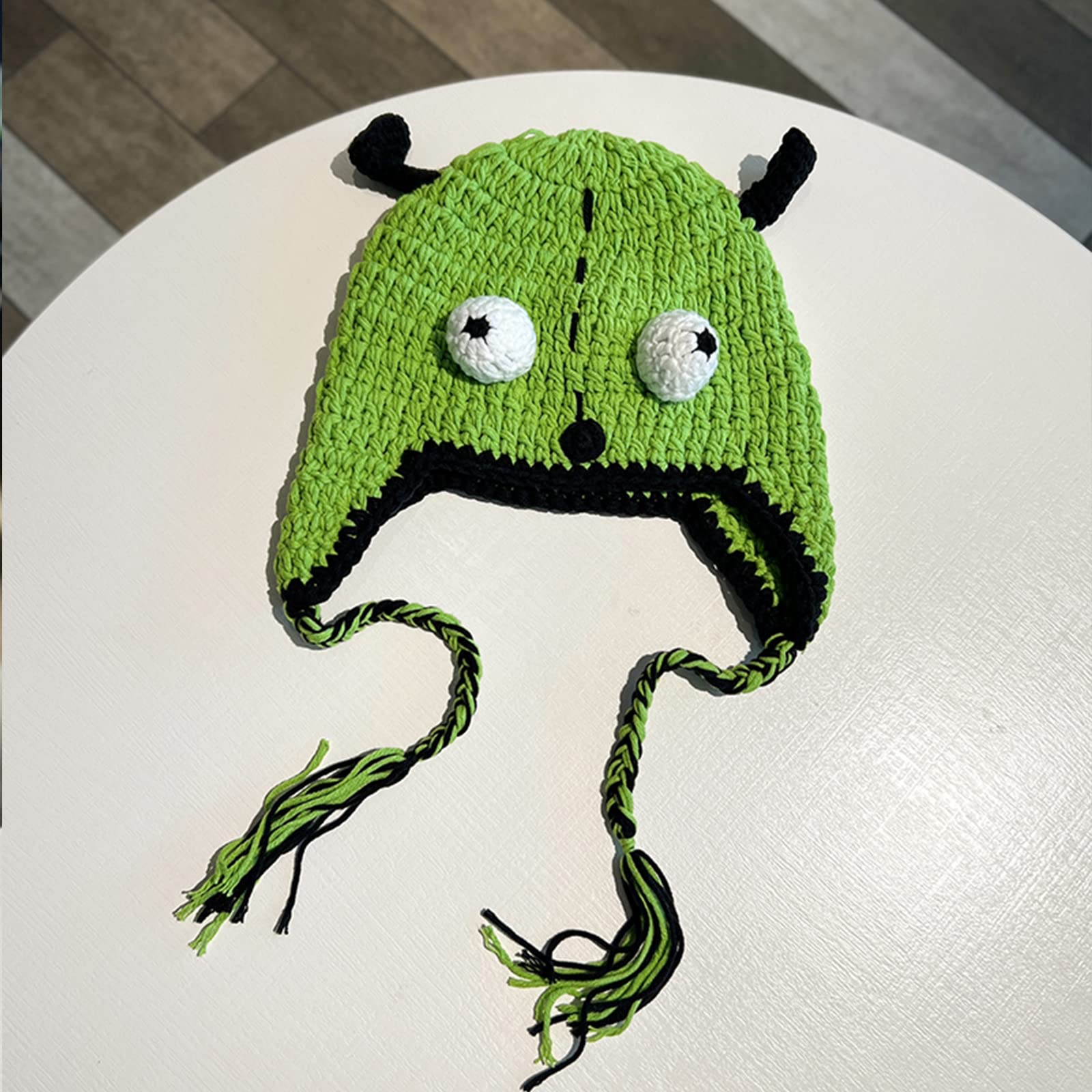 JOYEAR Devil Hat,Crochet Funny Hat,Silly Hats,Cute Cartoon Winter Warm Hat,Suitable for Children and Adults Green