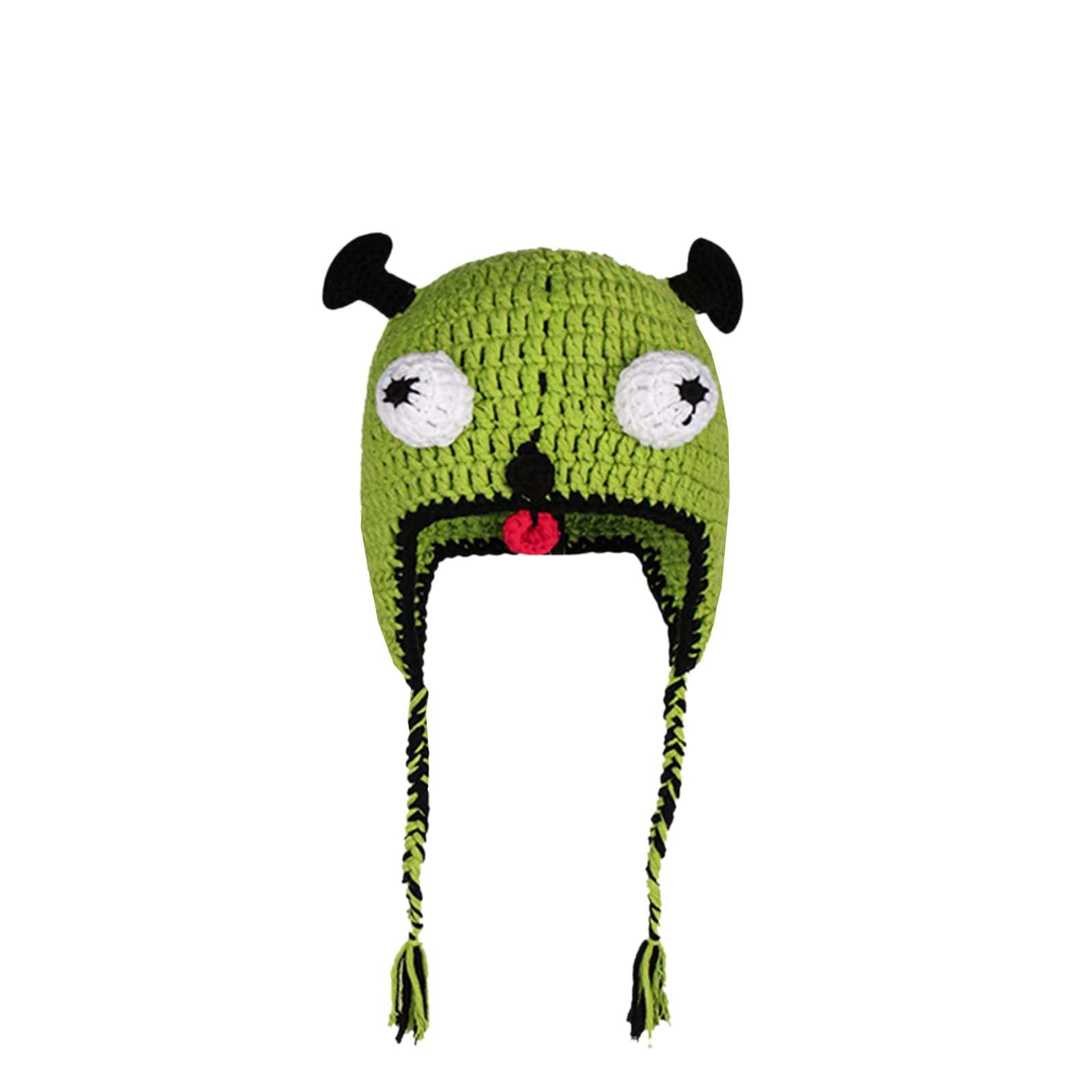 JOYEAR Devil Hat,Crochet Funny Hat,Silly Hats,Cute Cartoon Winter Warm Hat,Suitable for Children and Adults Green